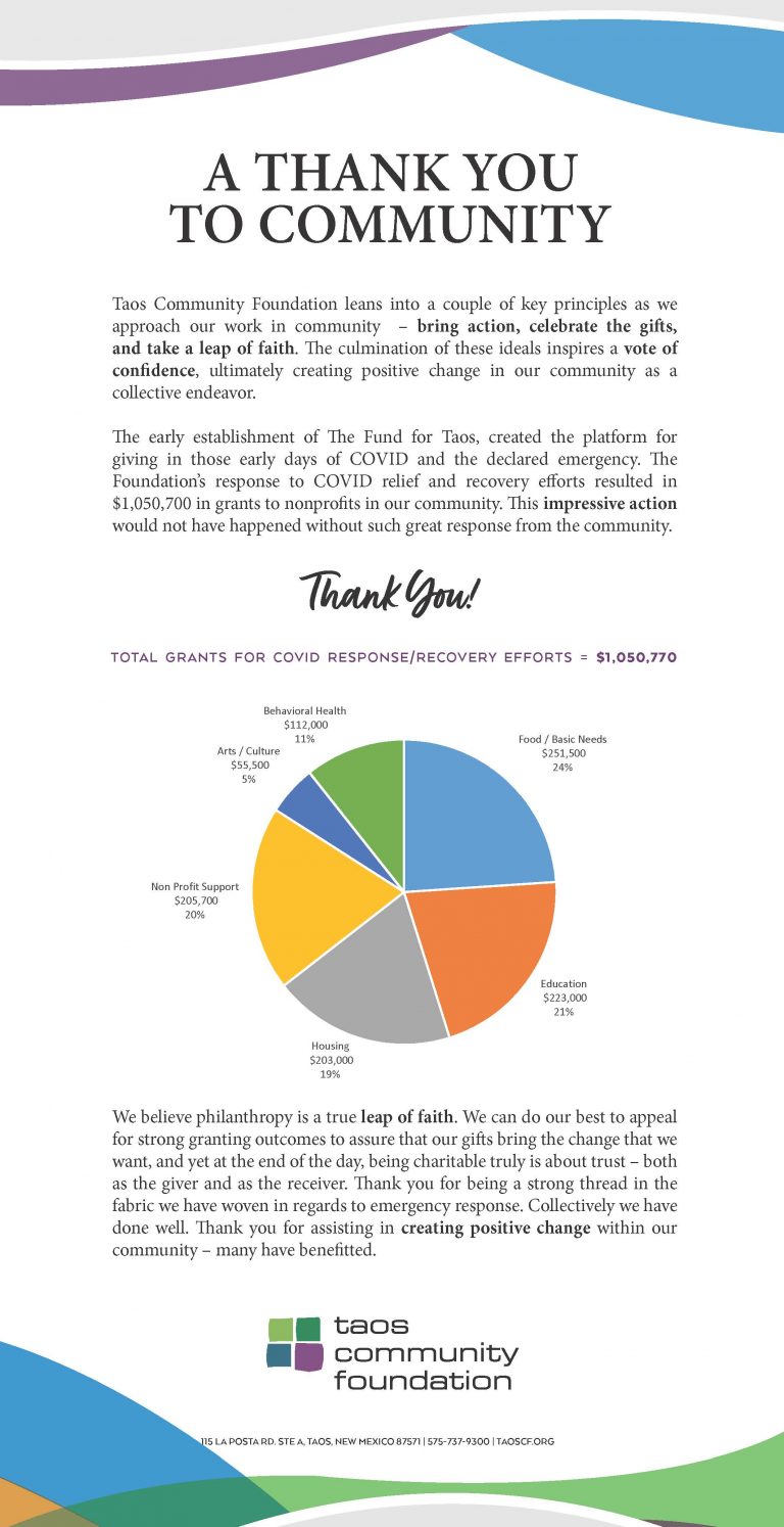 A Thank You To Our Community! – Taos Community Foundation